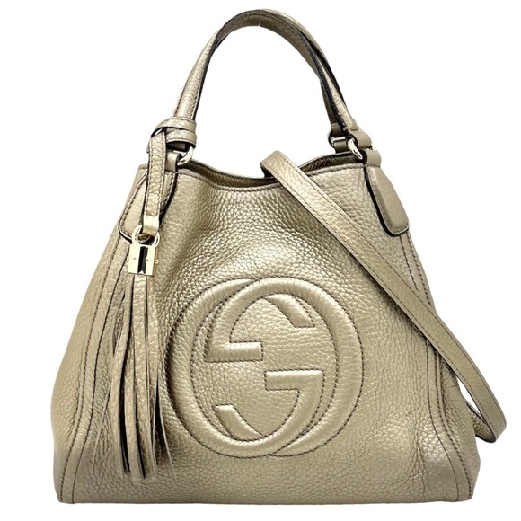 Gucci | Bags | Gucci 2way Soho Interlocking G Shoulder Bag Tassel Bag Gold | Poshmark